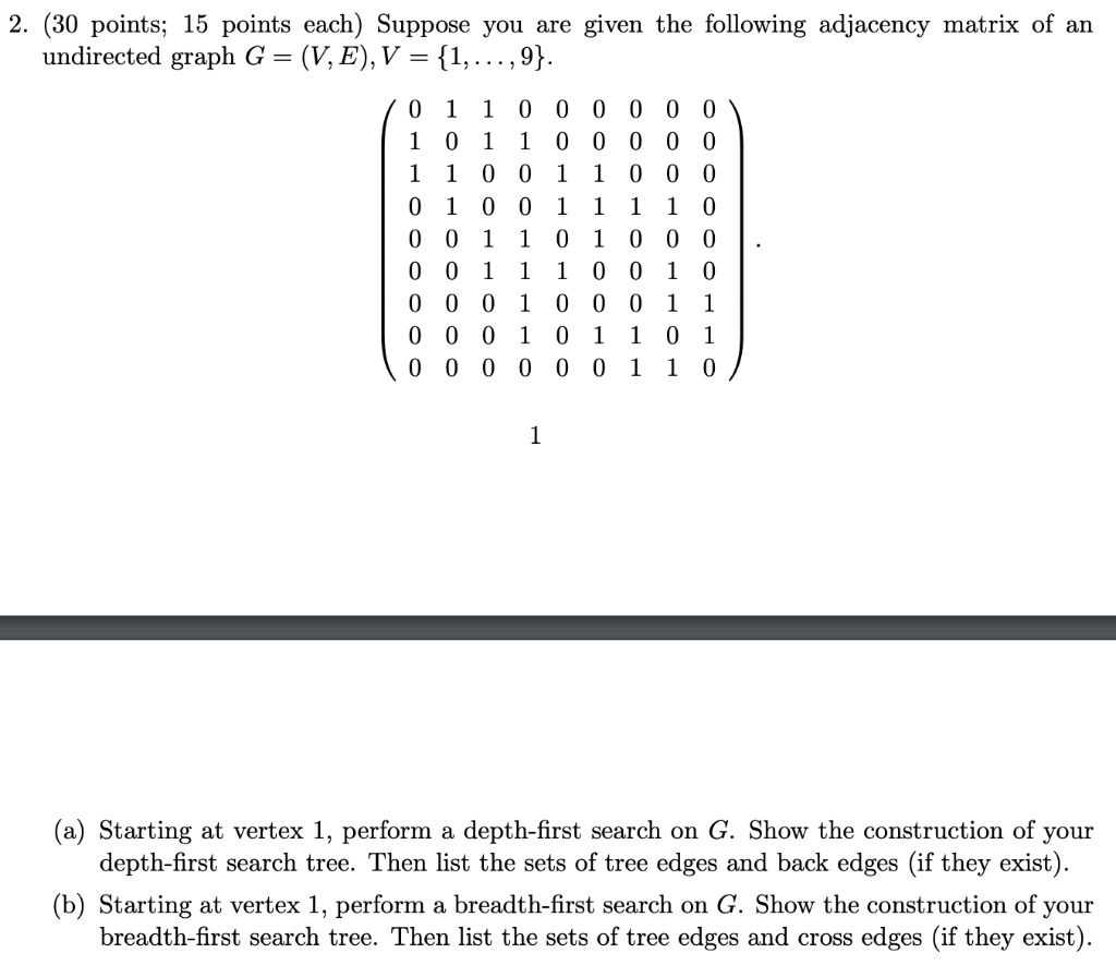 2. (30 points; 15 points each) Suppose you are given | Chegg.com
