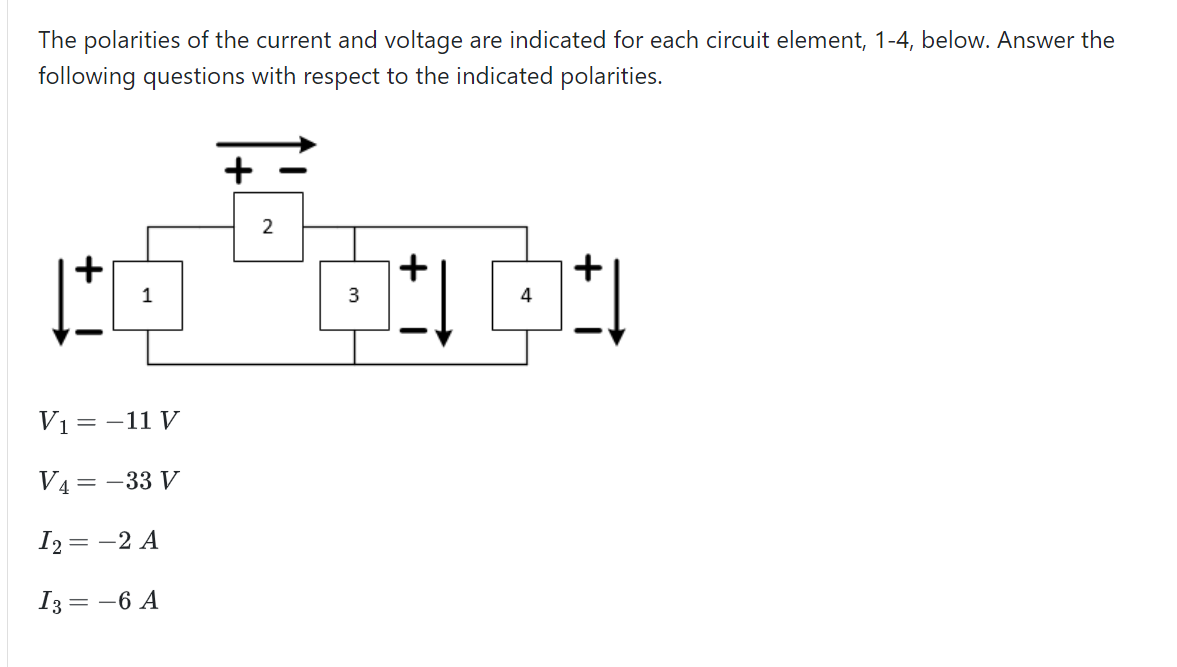Solved The polarities of the current and voltage are | Chegg.com