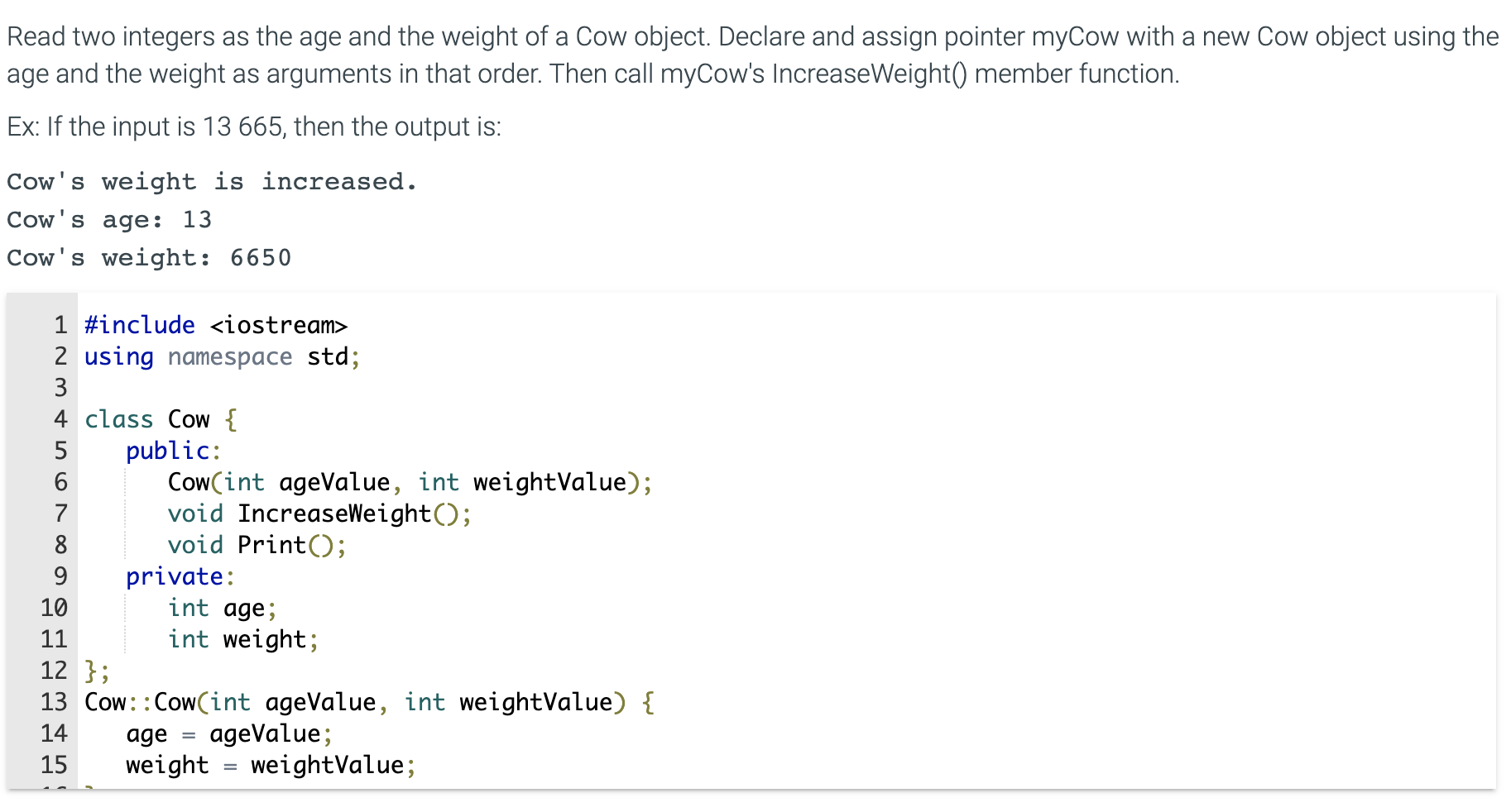 Solved #include using namespace std; class Cow | Chegg.com