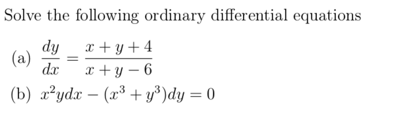 Solved Solve the following ordinary differential equations | Chegg.com