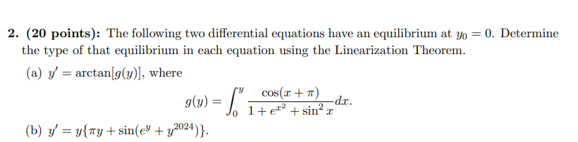 Solved (20 ﻿points): The following two differential | Chegg.com