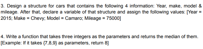 Solved 3. Design a structure for cars that contains the | Chegg.com