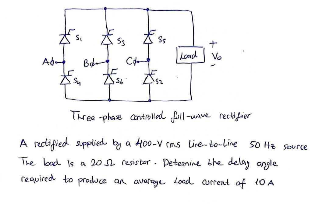 Solved Three-phase controlled full-wave rectifier A | Chegg.com