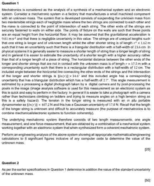 Solved Question i Mechatronics is opnaiderad an the analysin | Chegg.com