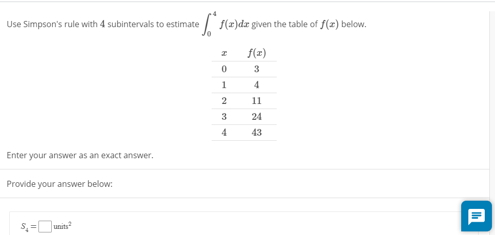 Solved Use Simpson's rule with 4 subintervals to estimate (* | Chegg.com