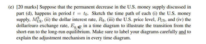 (e) [20 marks] Suppose that the permanent decrease in | Chegg.com