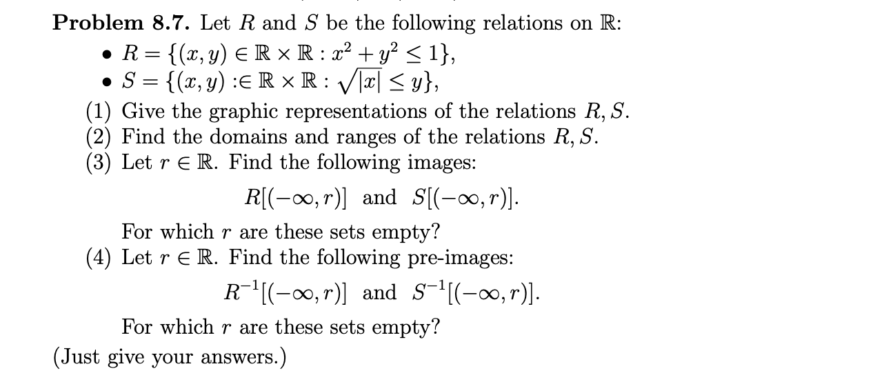 Solved Problem 8.7. Let R and S be the following relations | Chegg.com