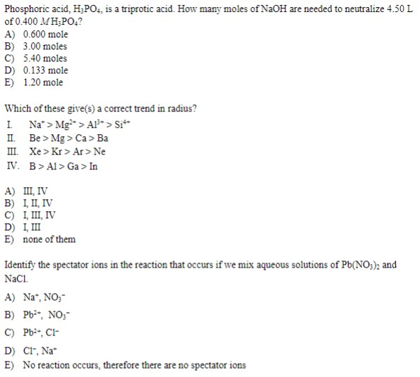 Solved Phosphoric acid, H3PO4, is a triprotic acid. How many | Chegg.com