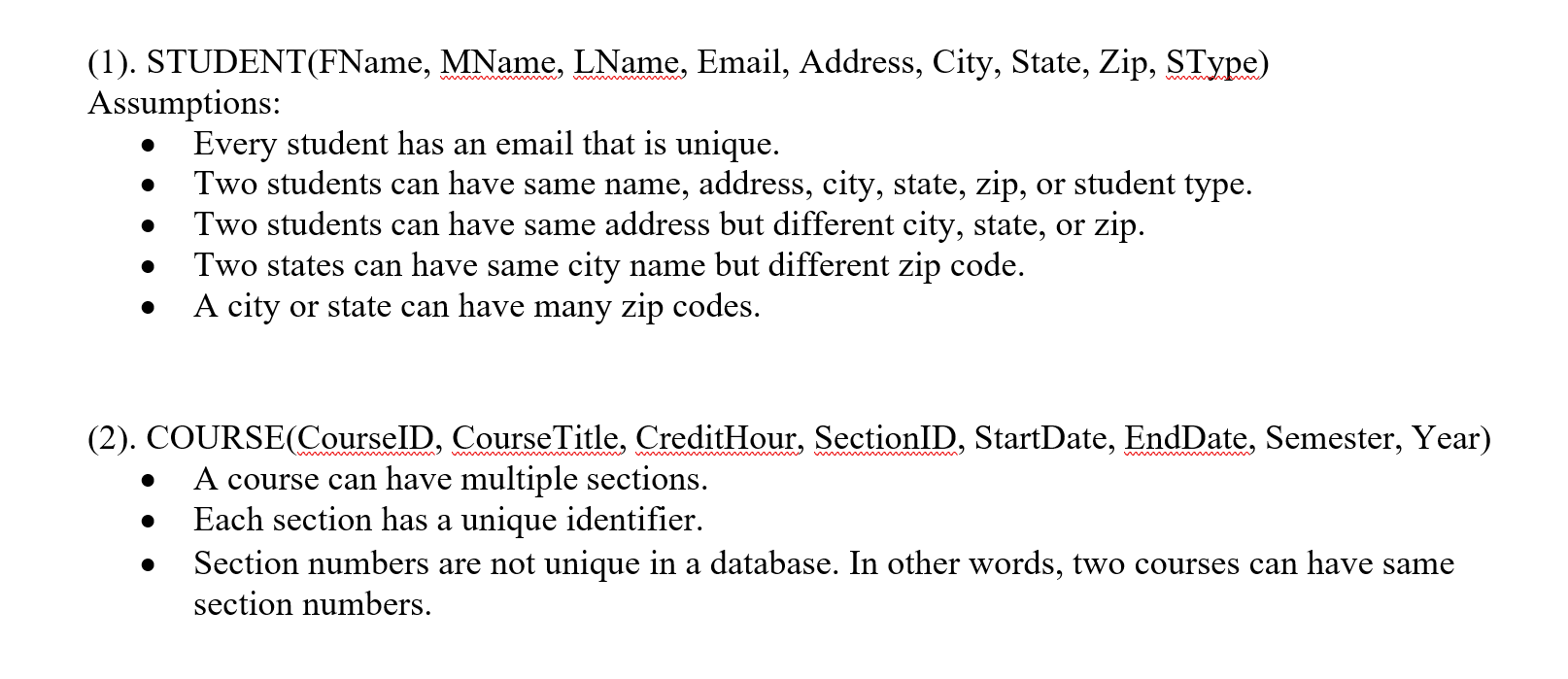 Solved Identify all functional dependencies of the following | Chegg.com