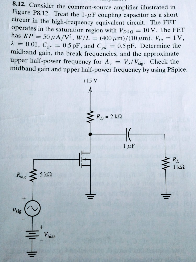 Solved .12. Consider the common-source amplifier illustrated | Chegg.com