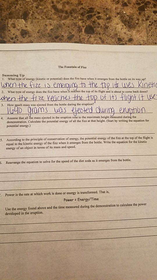 Solved The Fountain of Fizz Summing Up 1. What type of | Chegg.com