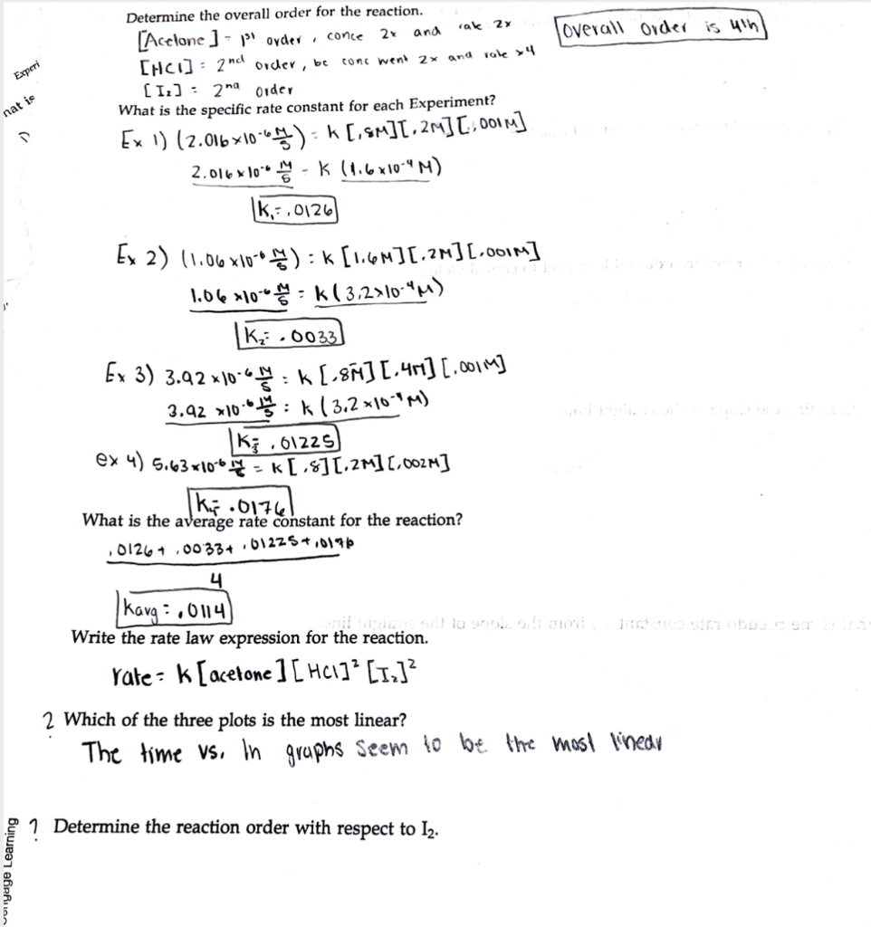 Lab Report Part A - Determination of the Rate Law for | Chegg.com