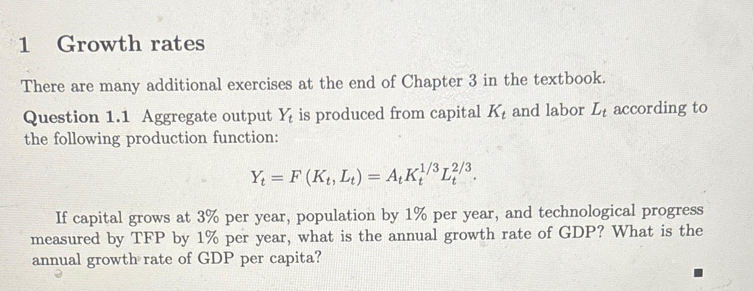 Solved 1 ﻿Growth ratesThere are many additional exercises at | Chegg.com