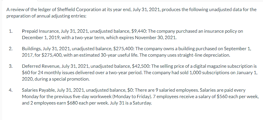 Solved A review of the ledger of Sheffield Corporation at | Chegg.com