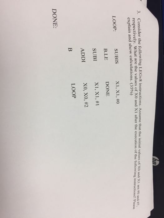 Solved 3Consider the following LEGv8 instructions. Assume | Chegg.com
