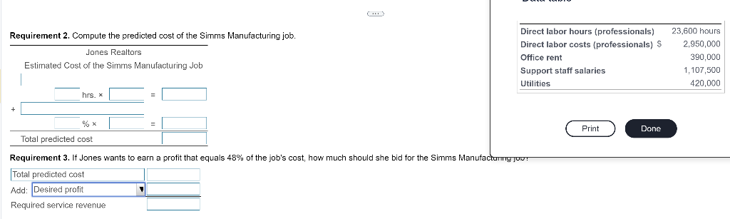 Solved Requirement 2. Compute the predicted cost of the | Chegg.com