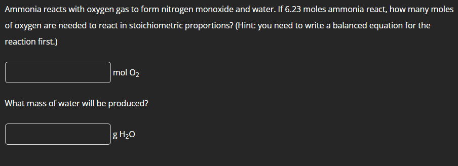 Solved Ammonia reacts with oxygen gas to form nitrogen | Chegg.com