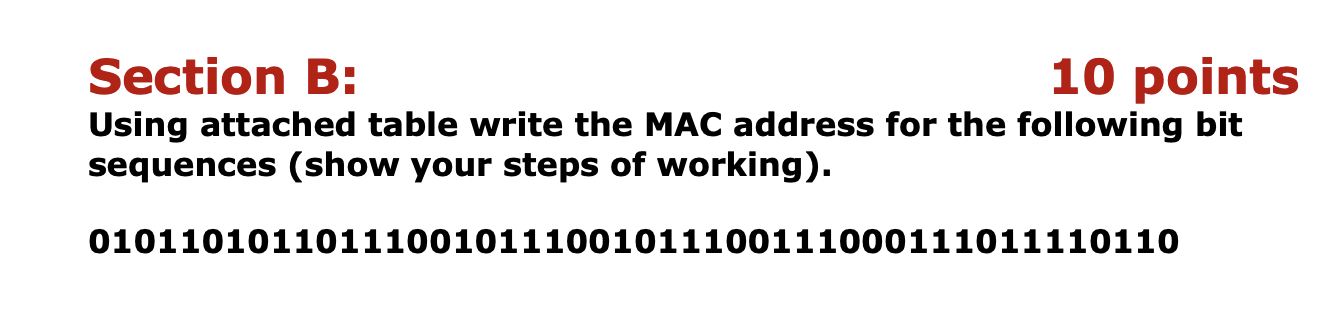 Solved Section B: 10 points Using attached table write the | Chegg.com