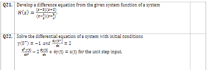 Solved Q21. Develop a difference equation from the given | Chegg.com