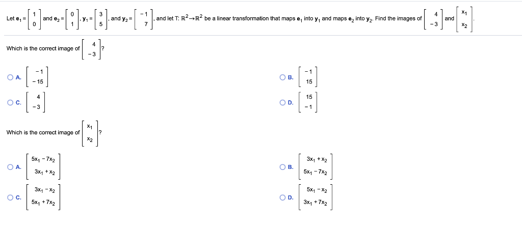 Solved Let e and ez y, and y2 = and let T: R2R2 be a linear | Chegg.com Solved Let e and ez y, and y2 = and let T: R2R2 be a linear | Chegg.com