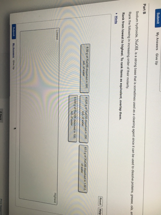 Solved Submit My Answers Give Up Part B Sodium hydroxide, | Chegg.com