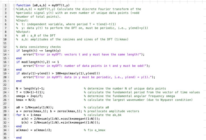 Develop a Matlab function [yf]= myBandPass (t, Y, | Chegg.com