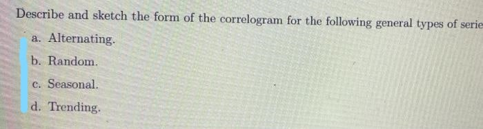 Solved Describe and sketch the form of the correlogram for | Chegg.com