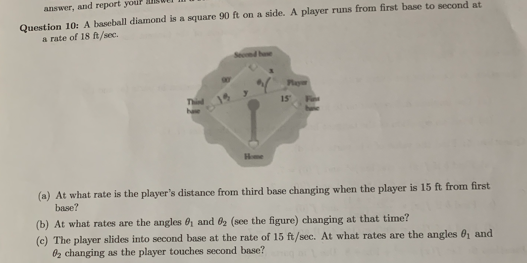 Solved answer, and report your Question 10: A baseball | Chegg.com