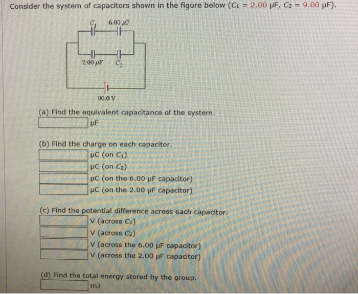 Solved Consider the system of capacitors shown in the figure | Chegg.com