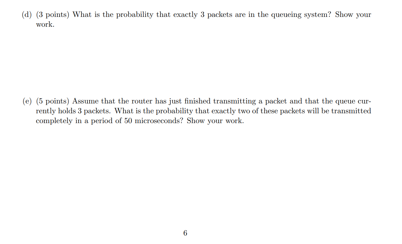 15. (16 points total) Packets queue on a router | Chegg.com