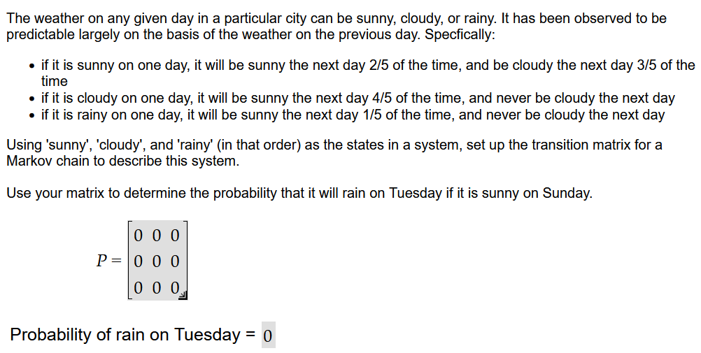 Solved The weather on any given day in a particular city can | Chegg.com