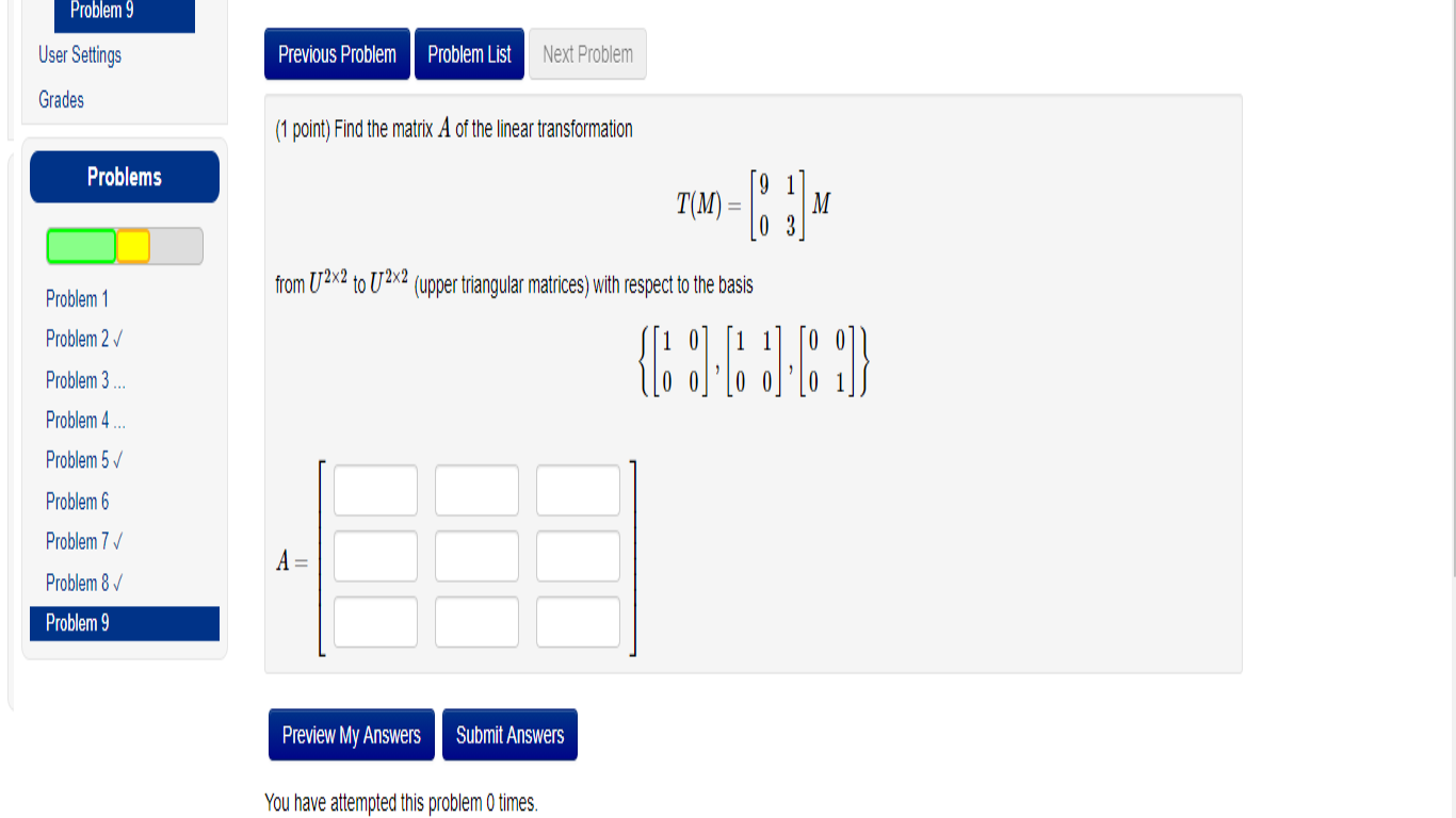 Solved Problem 9 User Settings Previous Problem Problem List 3603