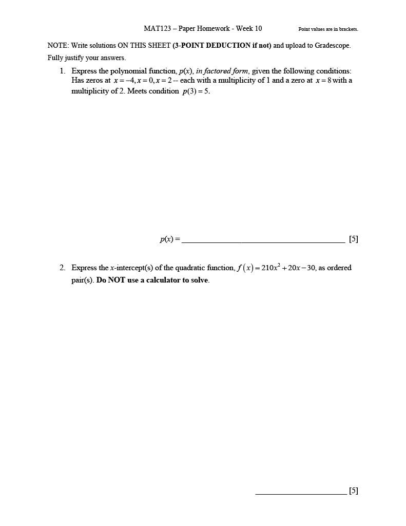 Solved NOTE: Write solutions ON THIS SHEET (3-POINT | Chegg.com