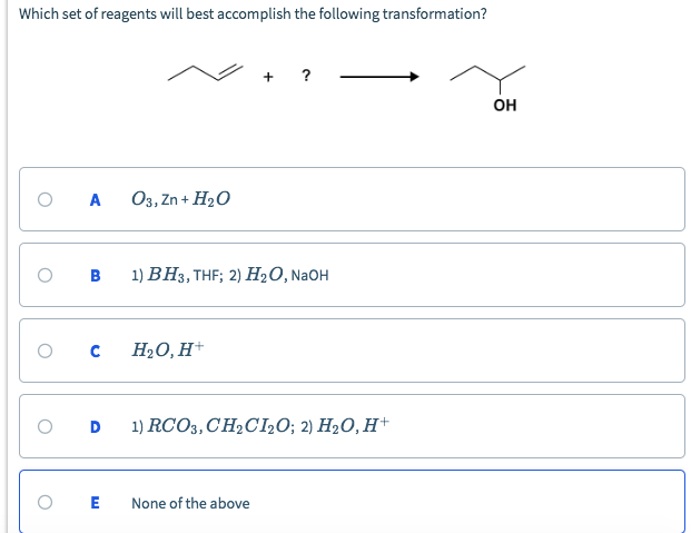 Solved Which set of reagents will best accomplish the | Chegg.com