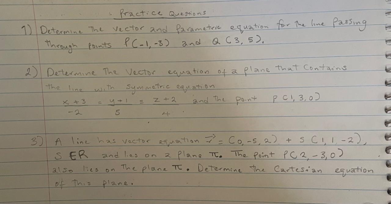 Solved Practice Questions 1) Determine the vector and | Chegg.com