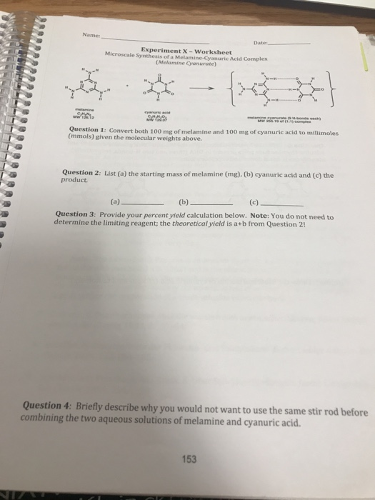 Solved Name: Date:, Experiment X - Worksheet Microscale | Chegg.com