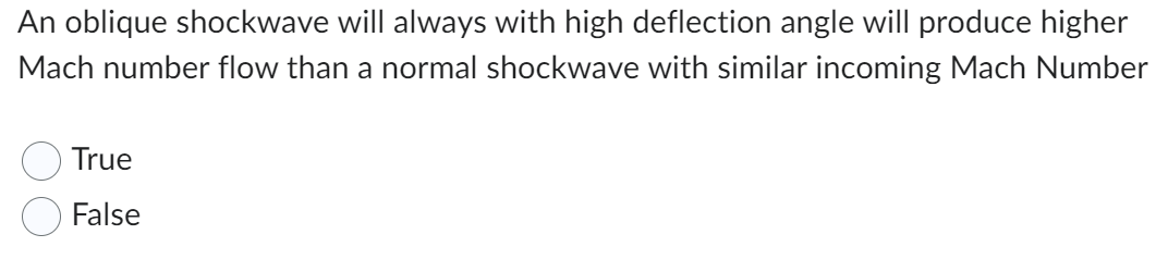 Solved An oblique shockwave will always with high deflection | Chegg.com