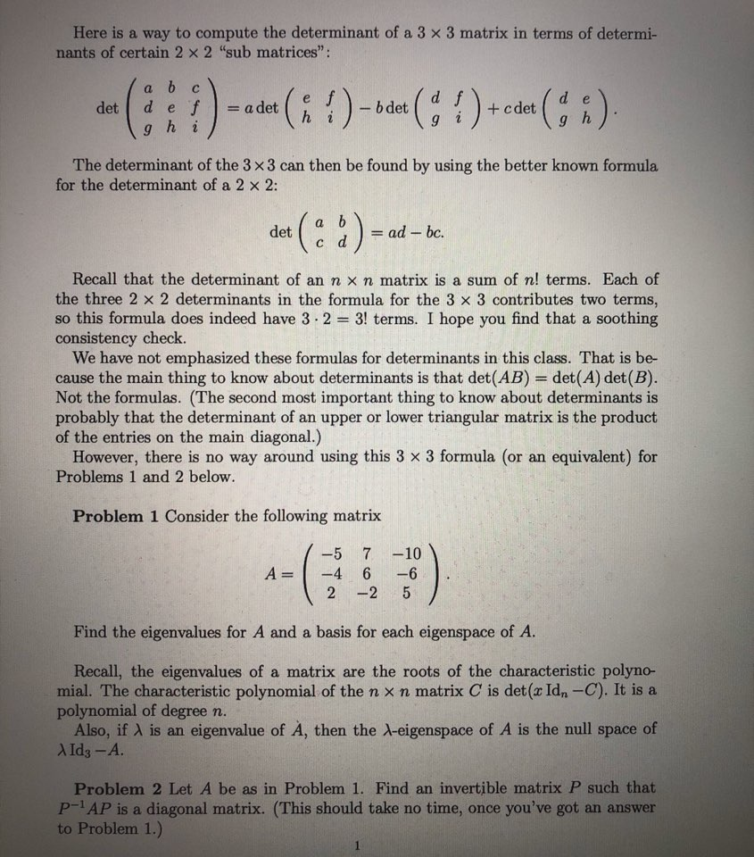 Solved Here is a way to compute the determinant of a 3 x 3 | Chegg.com