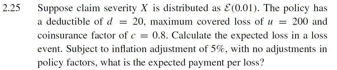 Solved Suppose claim severity X is distributed as E(0.01). | Chegg.com