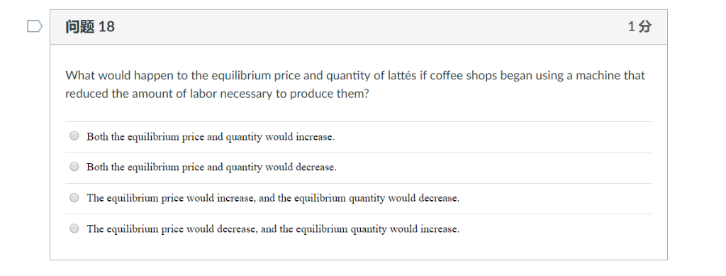 Solved D 18 1S What would happen to the equilibrium price | Chegg.com