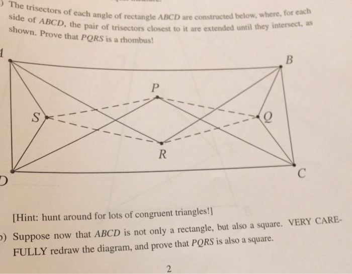 Solved The trisector of each angle of rectangle ABCD are | Chegg.com