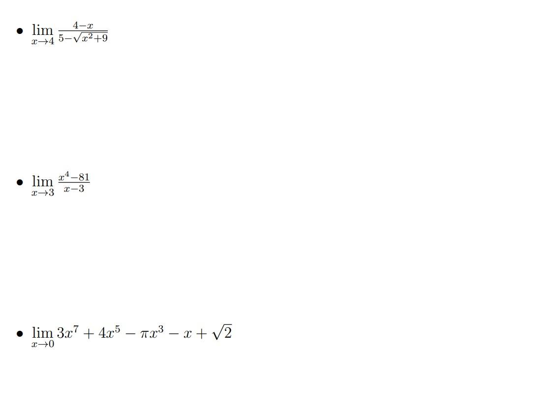 Solved Evaluate the limits below algebraically by direct | Chegg.com
