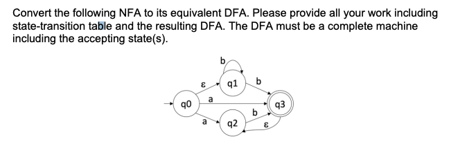 Solved Convert the following NFA to its equivalent DFA. | Chegg.com