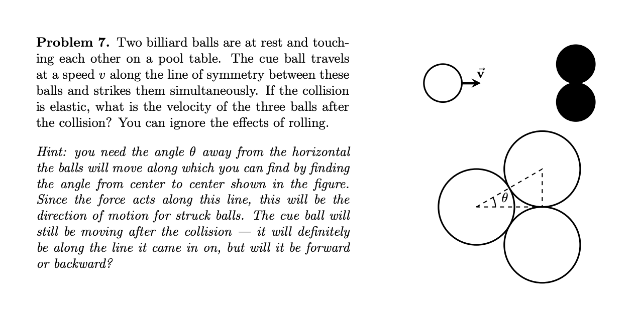 Solved Problem 7. Two billiard balls are at rest and touch- | Chegg.com