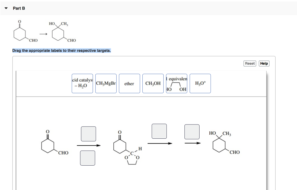 Solved Part B HOCH, CHO CHO Drag the appropriate labels to | Chegg.com