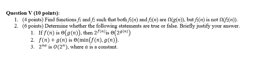 Solved Question V (10 points): 1. (4 points) Find functions | Chegg.com