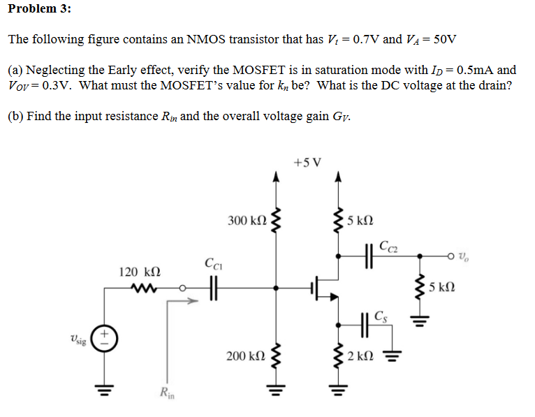 Solved Problem 3: The following figure contains an NMOS | Chegg.com