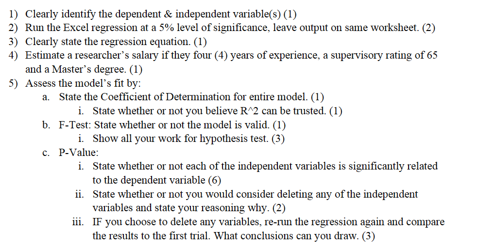 Solved 1) Clearly identify the dependent \& independent | Chegg.com