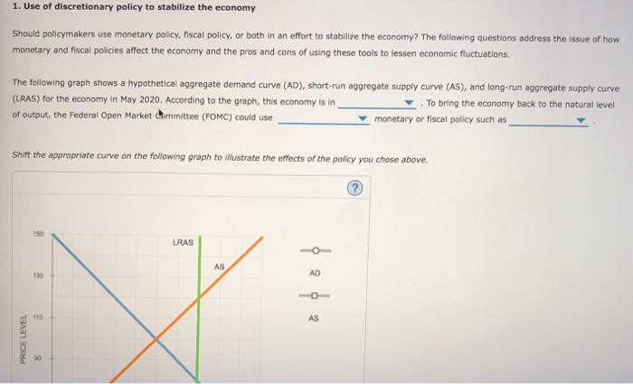 Solved 1. Use of discretionary policy to stabilize the | Chegg.com