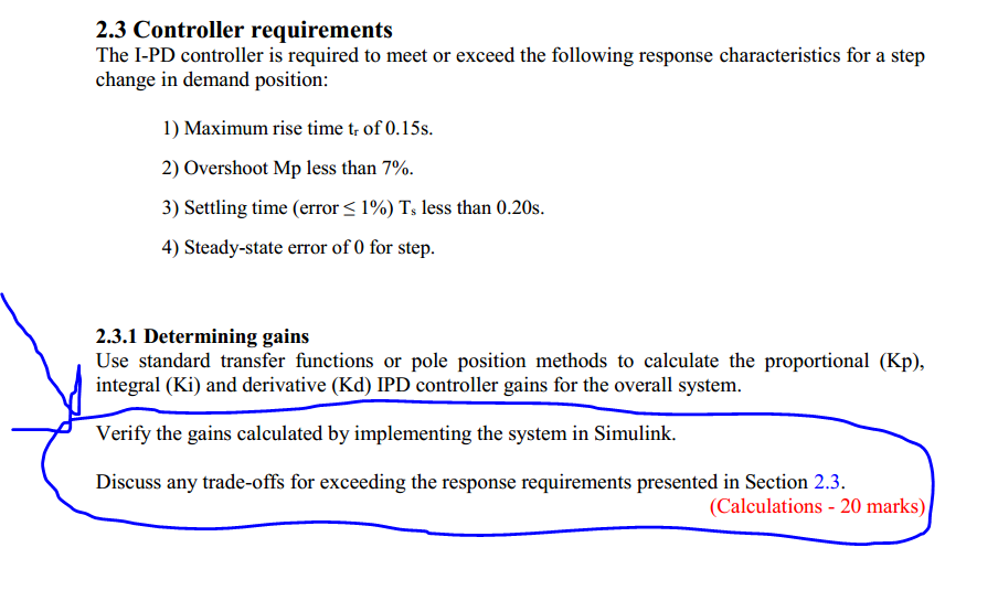 Solved 2.3 Controller requirements The I-PD controller is | Chegg.com